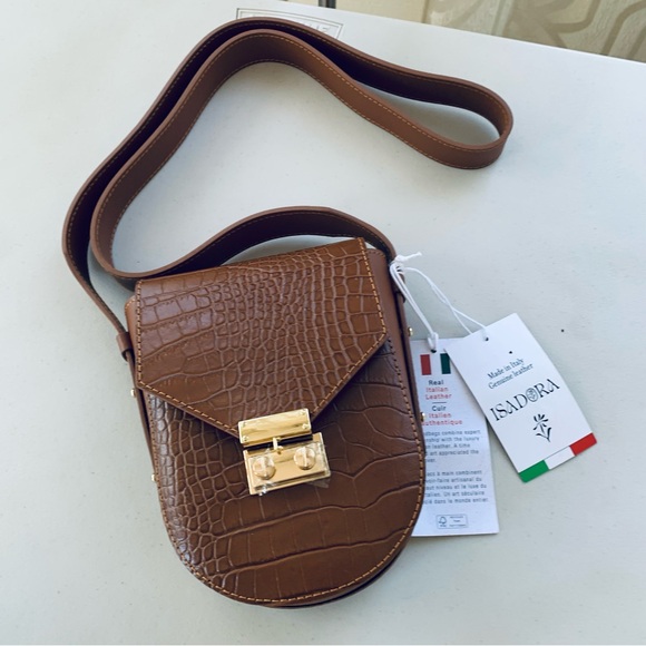 Isadora | Bags | Nwt Isadora Made In Italy Small Leather Croc Embossed ...